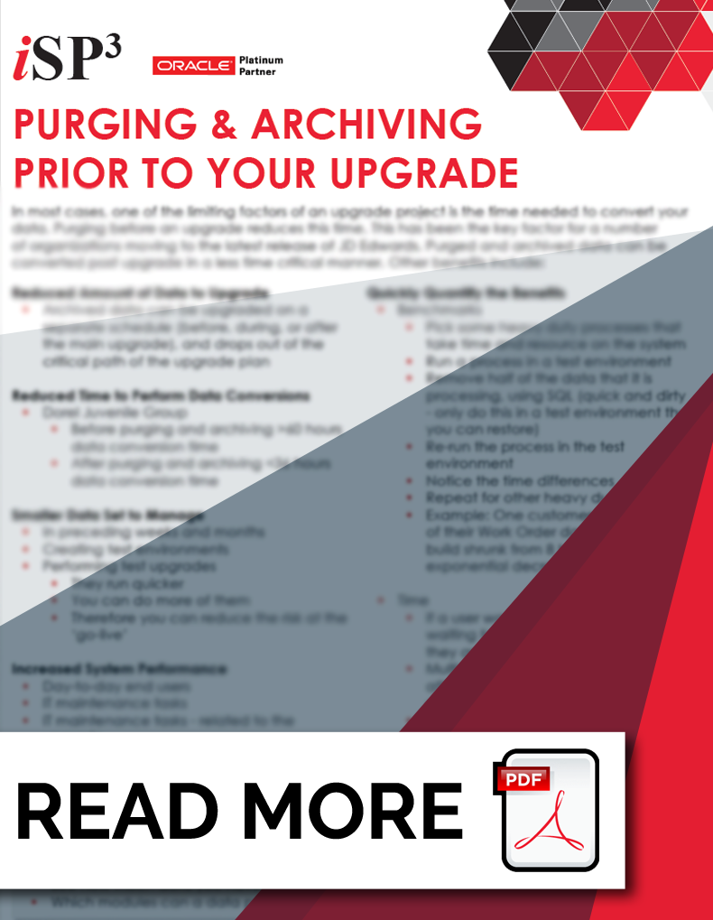 JD Edwards Data Purge and Archive Benefits | iSP3 solution providers ...